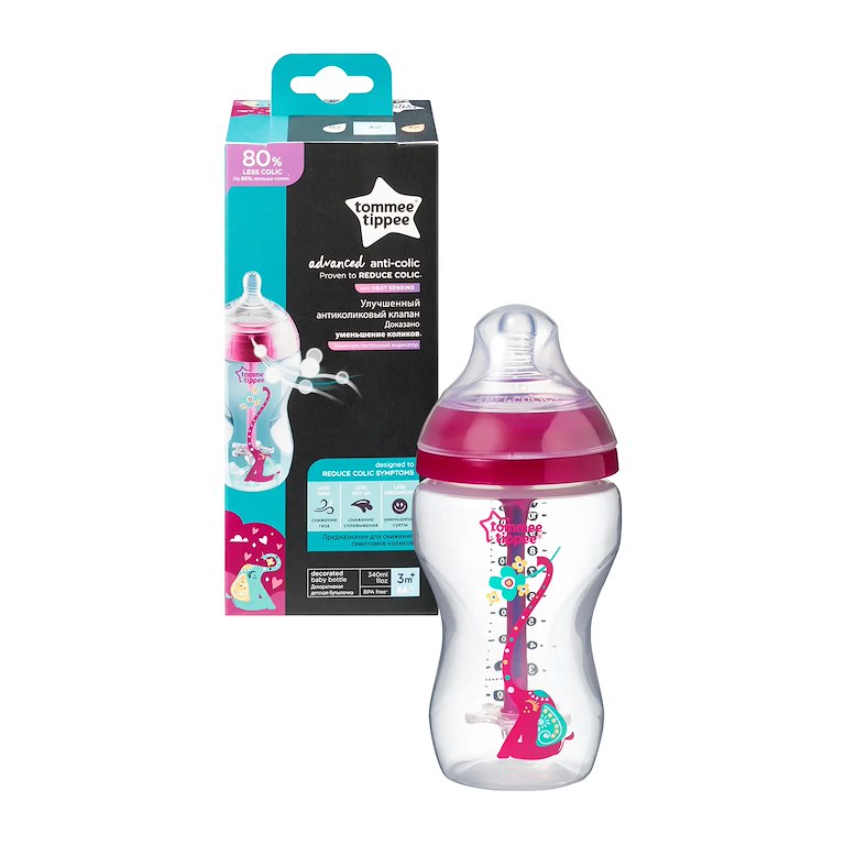 Tommee Tippee Flašica za devojčiće Sentinel Advance, 340ml, Roze