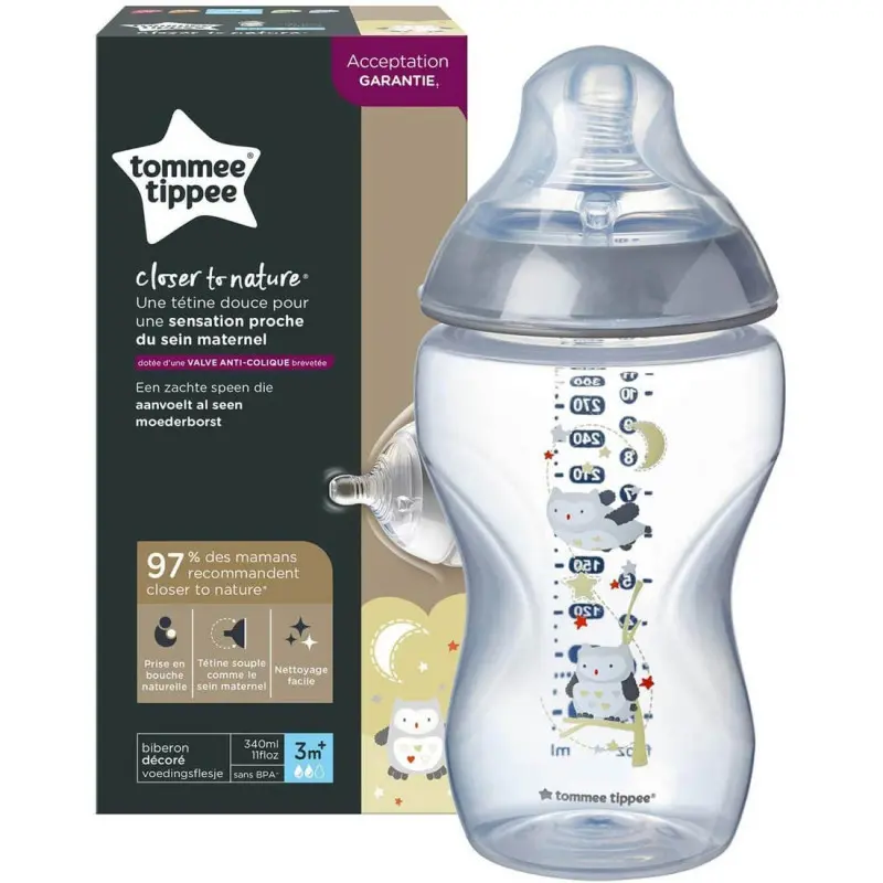 TOMMEE TIPPEE flaša 340 ml (1 flaša u pakovanju sa dudom 3+ m)