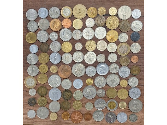 Lot 100 razlicitih kovanica sveta