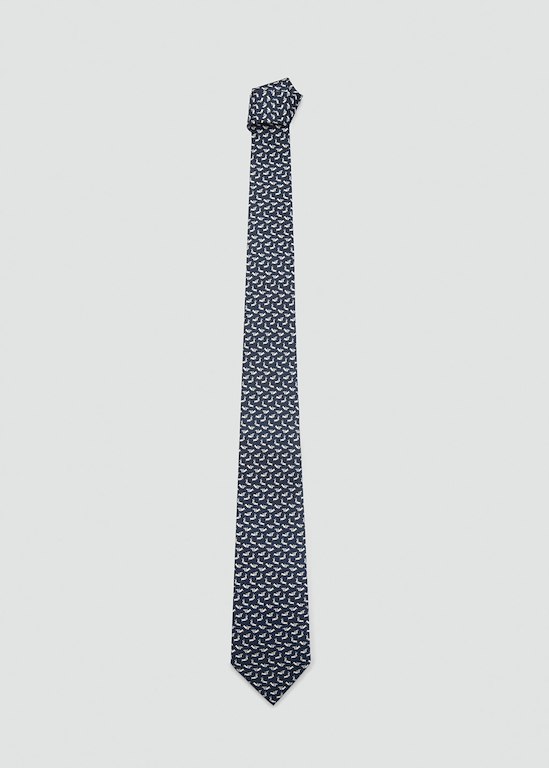 Dog-print mulberry silk tie