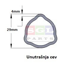 Cev kardana 29x4x1000mm trouglasta 2.04 unutrašnja