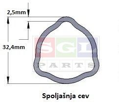 Cev kardana 32,4x1000mm trouglasta 1S.03T spoljašnja