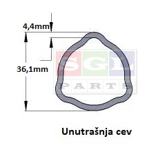 Cev kardana 36,1×4,4x1000mm trouglasta 4S.04T unutrašnja