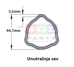 Cev kardana 44,7×5,5x1000mm trouglasta 7S.04T unutrašnja