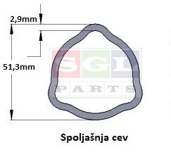 Cev kardana 51,3×2,9mm trouglasta spoljašnja