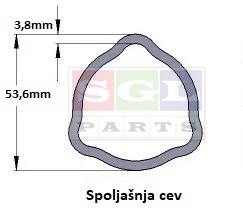 Cev kardana 53,6×3,8x1000mm trouglasta 7S.03T spoljašnja