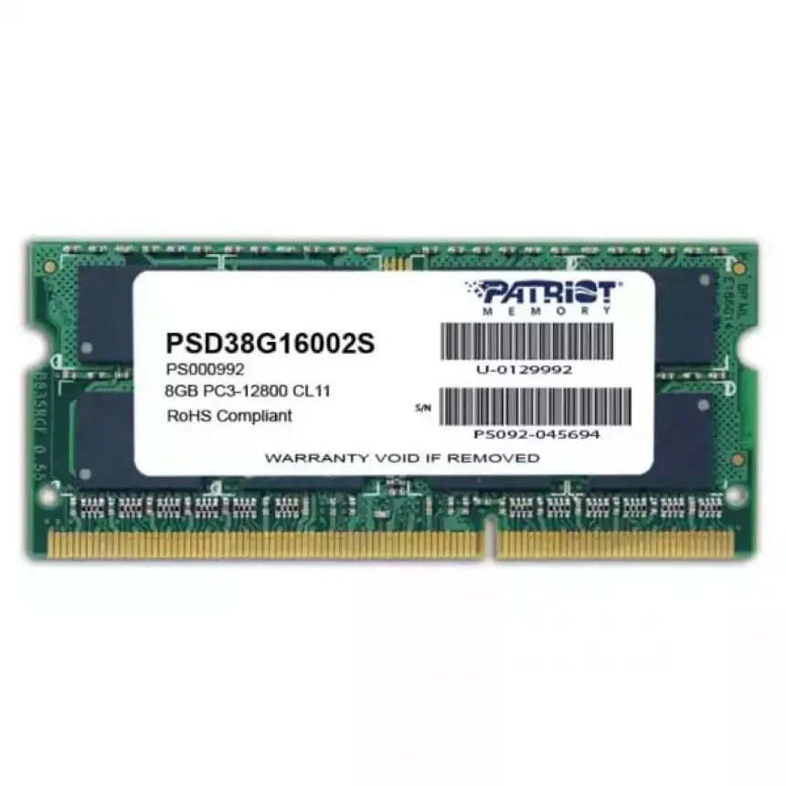 Memorija Patriot SODIMM DDR3 - 8 GB 1600 MHz, PSD38G16002S