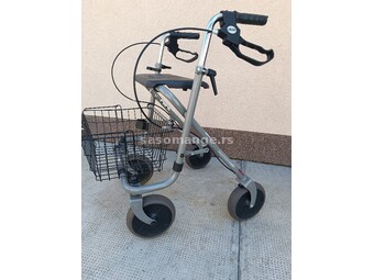 Hodalica šetalica rolator metalna sa korpom i većim sedištem