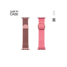 JUST IN CASE 2u1 Narukvica za pametni sat 38-41mm pink MILANESE + pink TEKSTIL