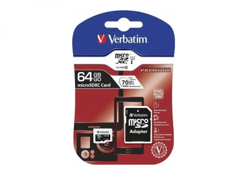 Verbatim MicroSD U1 64GB Adp (44084)