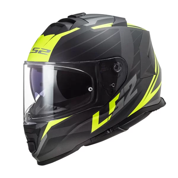 Kaciga LS2 Full Face FF800 STORM NERVE mat crno žuta sa naočarima