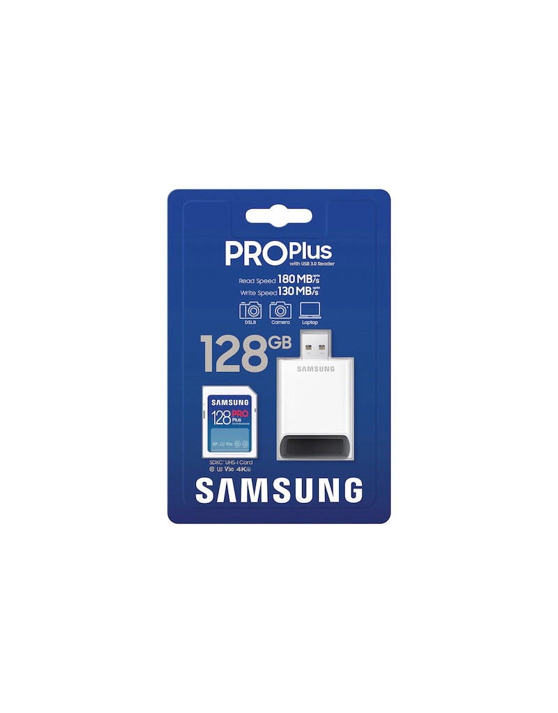 SAMSUNG Memorijska kartica PRO Plus Full Size SDXC 128GB U3 + Card Reader MB-SD128SB