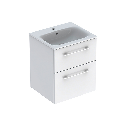 GEBERIT SELNOVA SQUARE LAVABO SA ORMARIĆEM, DVE FIOKE, BELI SJAJ, 55 cm 501.232.00.1