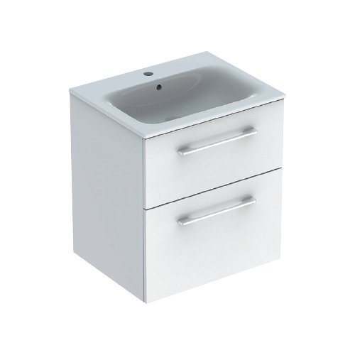 GEBERIT SELNOVA SQUARE LAVABO SA ORMARIĆEM, DVE FIOKE, BELI SJAJ, 60 cm 501.236.00.1