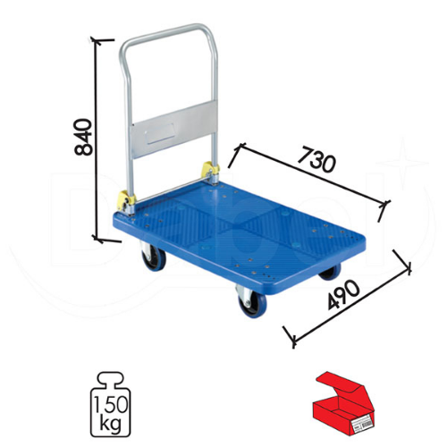 Dabel kolica za transport K6 Plava 490x730/840mm 150kg Q