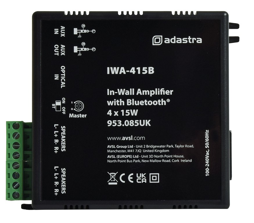 Adastra IWA415B Ugradno pojačalo sa Bluetooth-om 4x15W