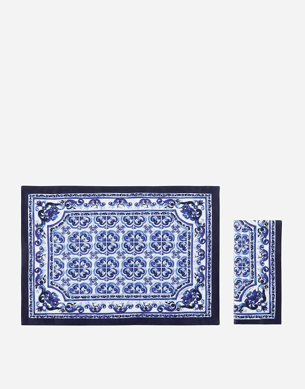 Dolce&Gabbana’s Blu Mediterraneo Set Linen Placemat and Napkin – Set podmetač i salveta