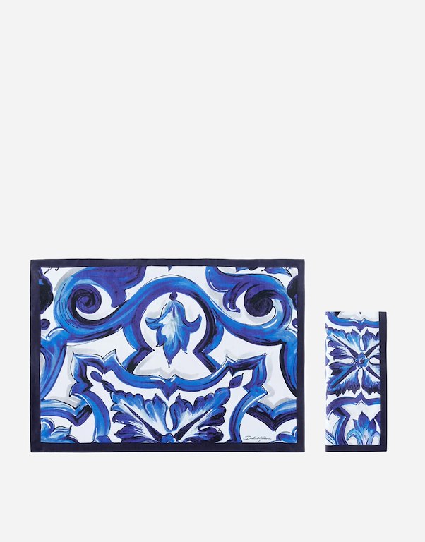 Dolce&Gabbana’s Blu Mediterraneo Set Linen Placemat and Napkin – Set podmetač i salveta