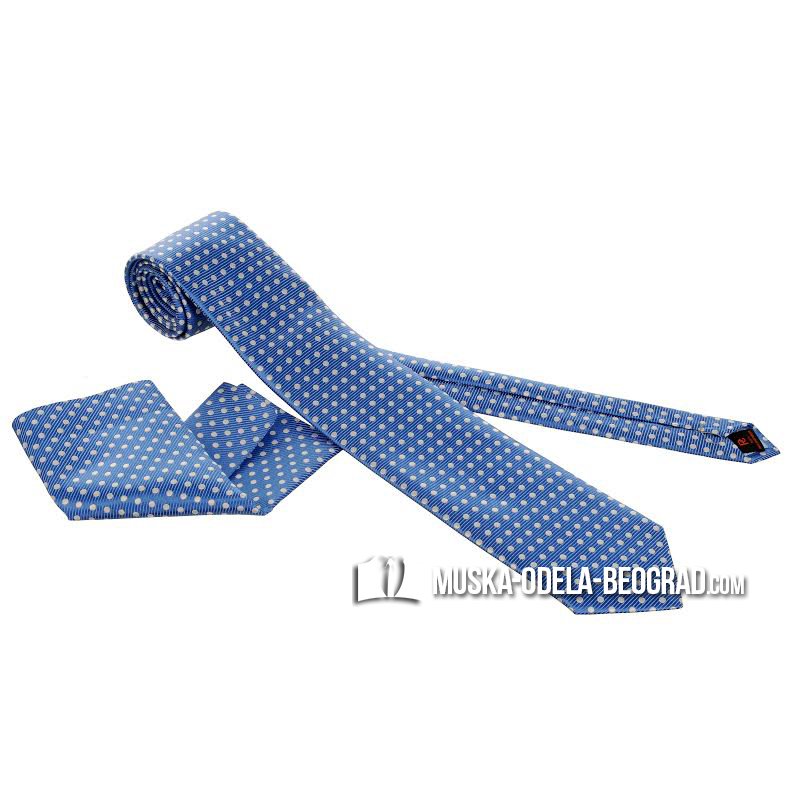 Plava kravata sa belim tufnama