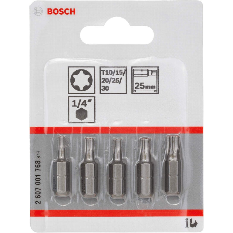 Bosch – 5-delni paket bitova odvrtača ekstra tvrdi T 10; T 15; T 20; T 25; T 30; 25mm – 2607001768