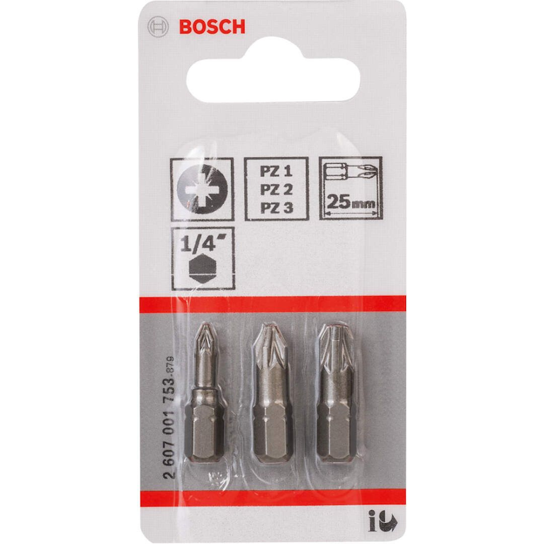 Bosch – 3-delni set bitova odvrtača ekstra tvrdi PZ1; PZ2; PZ3; 25mm – 2607001753