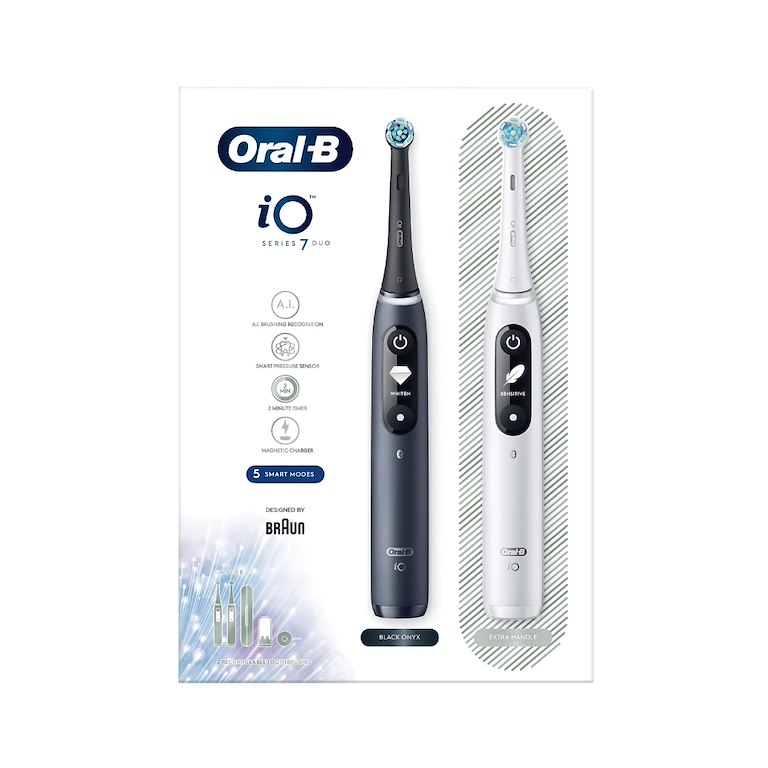 Oral-B® iO 7 Električna Četkica za Zube Duo Pack (Bela + Crna)