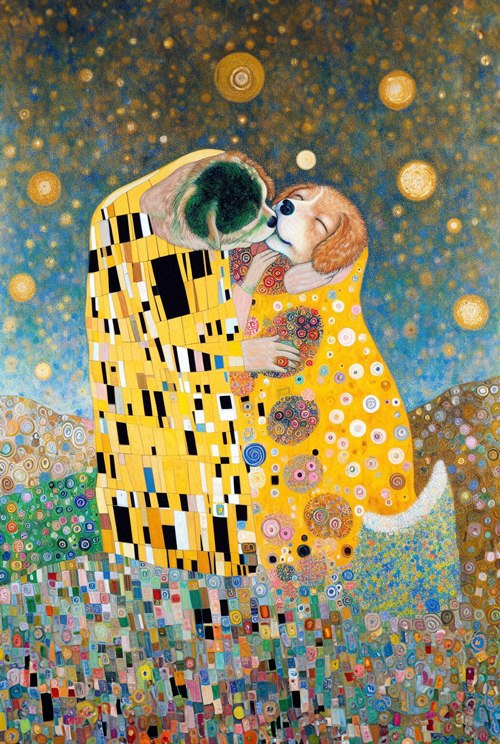 Klimt's dogs kissing