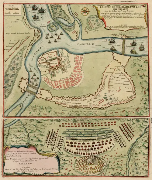Mapa austrijske opsade Beograda 1717. godine (francuska mapa iz 1717)
