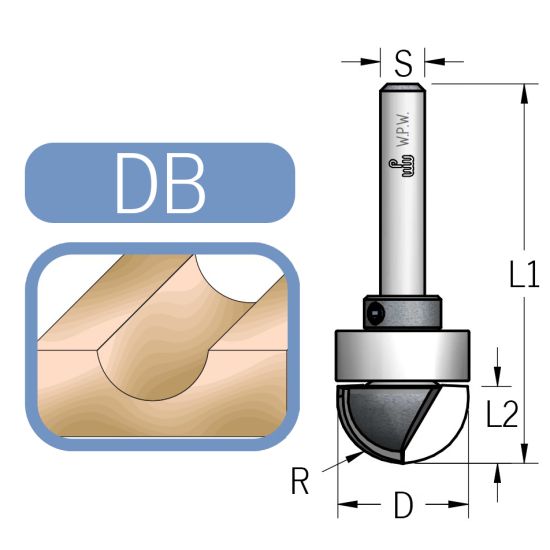 Loptasto glodalo sa ležajem do prihvata širina 25,4mm, radijus 12,7mm, prihvat 12mm