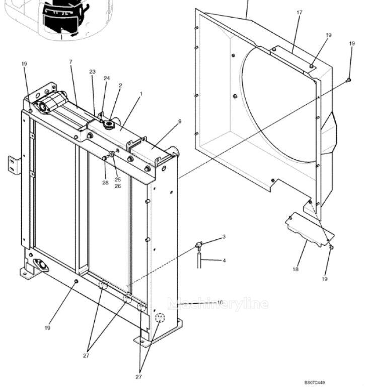 New Holland YB05P00019F1 radijator za hlađenje motora za New Holland E225BSR E235BSR E235BSRLC E235BSRNLC bagera