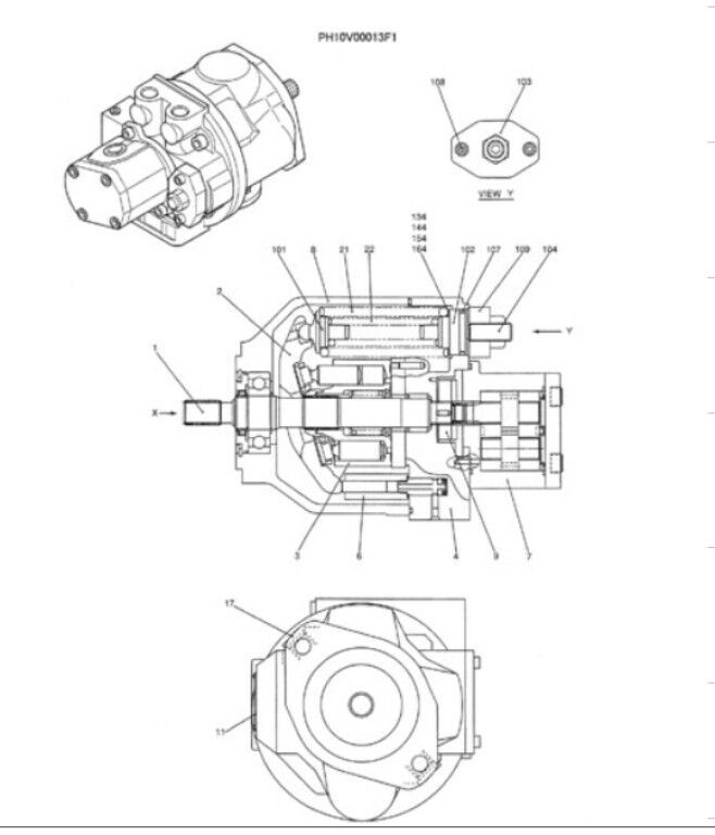 Case PH10V00013F1 PH10V00013F1 hidraulična pumpa za New Holland E50B E50BSR E50BX mini bagera