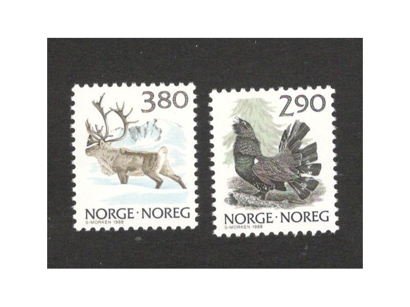NORVESKA-MNH SERIJA-FAUNA-JELEN, TETREB, PTICA - 1988.
