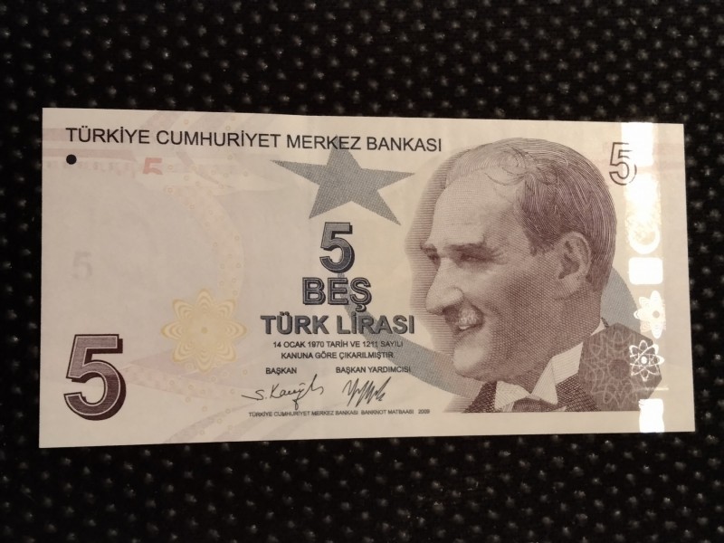 5 lira 2009 turska UNC