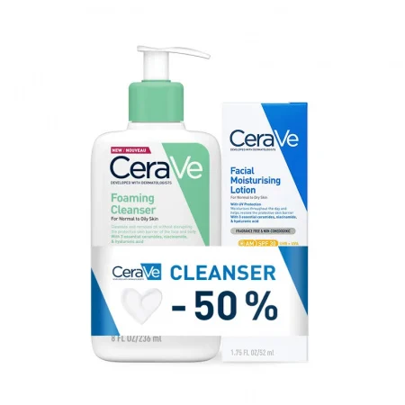 Cerave promo hidratantna nega za lice SPF 30 + Cerave penušavi gel za čišćenje 236ml