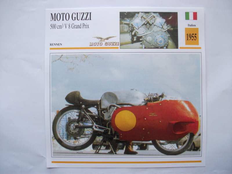 Bike card MOTO GUZZI 500 cm3 V8 Grand Prix ITA 1955