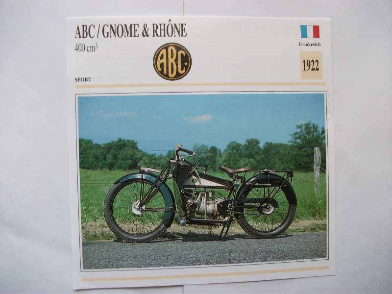 Bike cards ABC/GNOME  RHONE FRANCE 1922