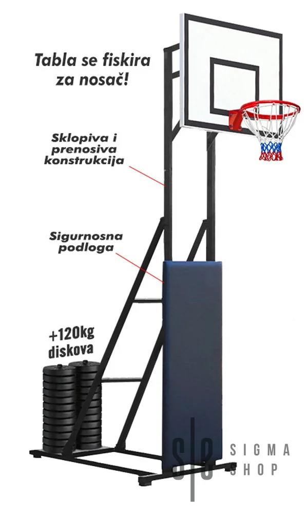 Košarkaška konstrukcija “MOBILE” sa školskom tablom