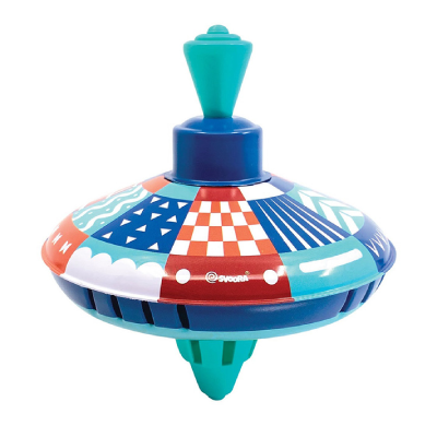 Čigra - Medium Humming Tin Top, Fantasia Cyan