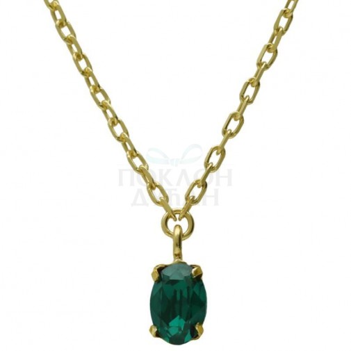 ŽENSKA VICTORIA CRUZ GEMMA EMERALD GOLD OGRLICA SA SWAROVSKI KRISTALIMA