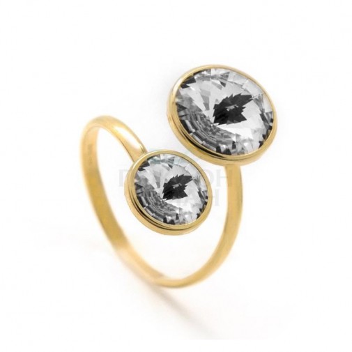 ŽENSKI VICTORIA CRUZ BASIC DOUBLE GOLD PRSTEN SA SWAROVSKI KRISTALIMA