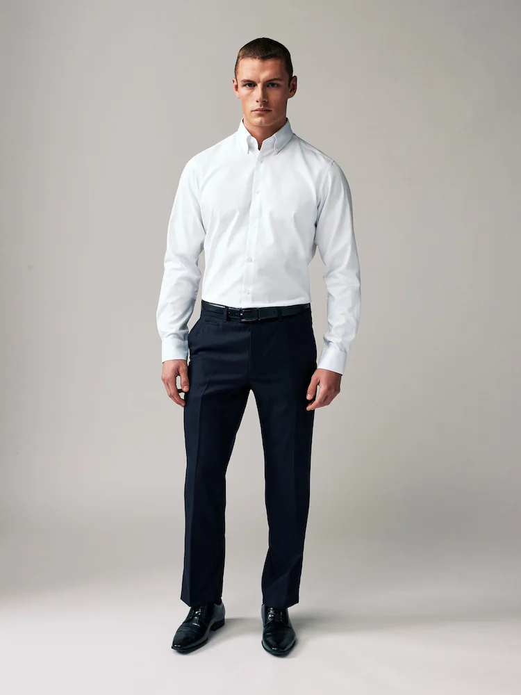 White Slim Fit Easy Care Oxford Shirt