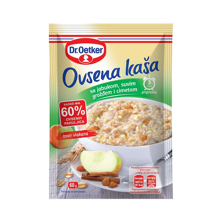 Dr.Oetker kaša ovsena sa jabukom suvim grožđem i cimetom 60g dr.oetker