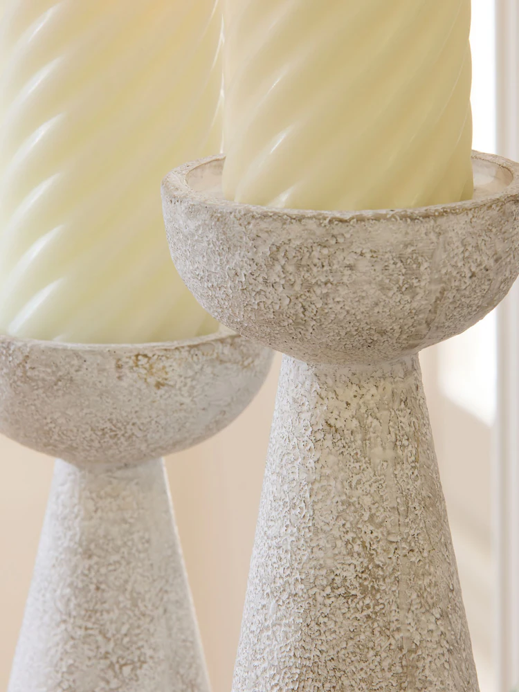 Natural Scandi Textured Pillar Candle Holder