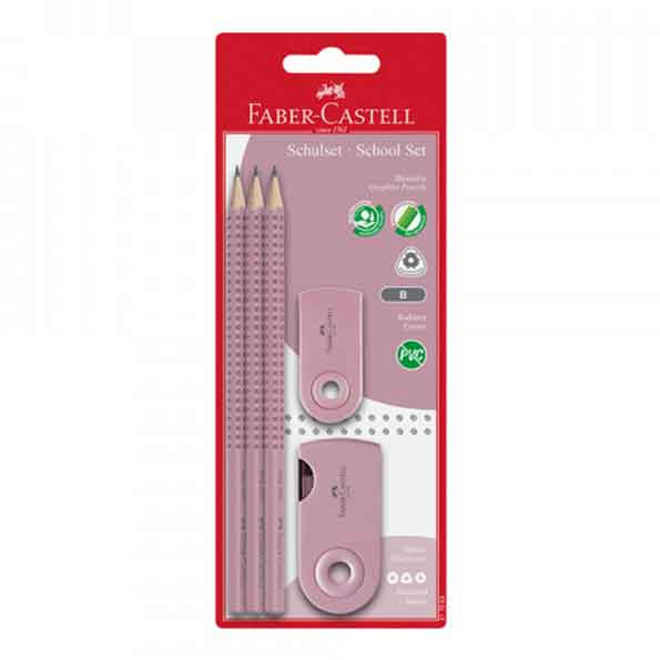 Grafitna olovka FC set polyblister 2 graf. ol pink + rezač + gumica Sleeve