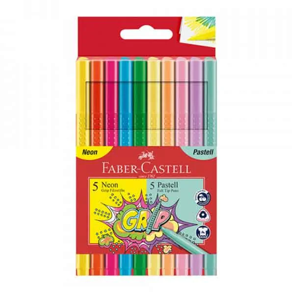 Flomaster Faber Castell Grip Neon 1/5 + Pastel 1/5 155312