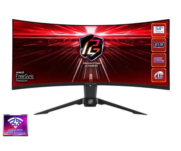 Monitor 34″ AsRock PG34WQ15R2B VA 3440×1440/165Hz/1ms/HDMIx2/DP/zvučnici