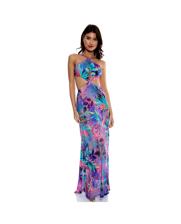 Cut Out Long Dress Multicolor