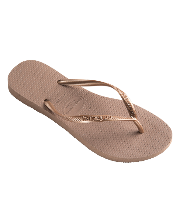 Havaianas Japanke U Boji Kože Sa Roze Zlatnim Kaišićima - Slim Rose Gold