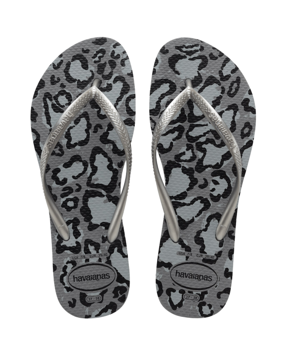 Havaianas Slim Animals Cinza Aco Prata Brilhante