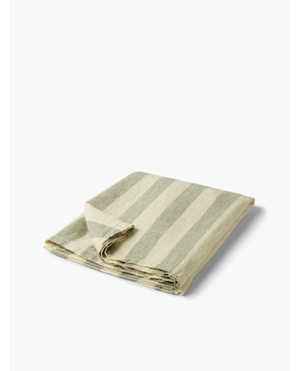 Linen Beach Towel Thin Stripe Green Bay And Off White